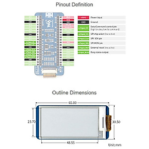 2.13inch E-Paper E-Ink Display Module for Raspberry Pi Pico, 250×122 Pixels, Two Colors Black/White, SPI Interface Support Partial Refresh