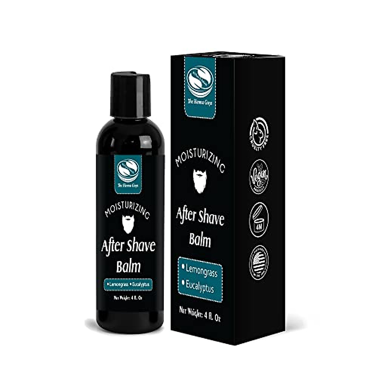 The Henna Guys 4 fl. Oz Lemongrass & Eucalyptus Aftershave Balm, Excellent Aftershave Lotion, Soothes and Moisturizes After Shaving. Takes away Dryness