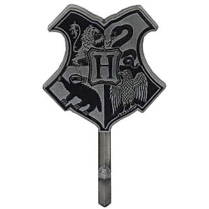 Open Road Brands Harry Potter Hogwarts Crest Cast Iron Wall Hook - Harry Potter Wall Hook for Coats, Jackets, Keys and More