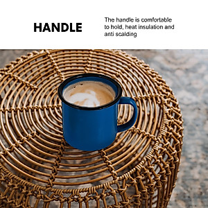 Operitacx Enamel Coffee Mug Camping Cup: Vintage Tin Tea Cup Metal Beer Mugs Water Drinking Cup for Outdoor Hiking Travel Picnic Milk Beverage Drinks Blue