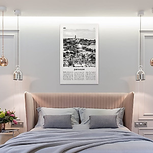 Jerusalem Print Black And White, Jerusalem Wall Art, Jerusalem Poster, Jerusalem Photo, Jerusalem De Print Canvas Poster Bedroom Decor Sports Landscape Office Room Decor Gift 12x18inch(30x45cm)
