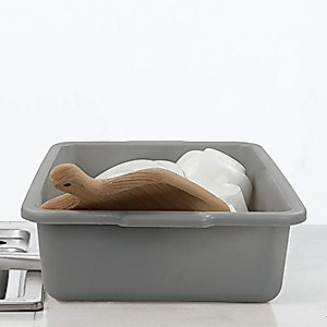 Jandson Gray Commercial Bus Tubs, 4 Pack Small Dish Pan Basin Plastic (8 L)