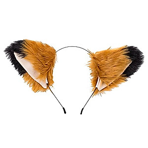 YXCFEWD Fox Ears and Tail Set for Kids Fluffy Fox Tail Cosplay Party Costume Fox Tail Keychain Halloween(Flame ears/tail)