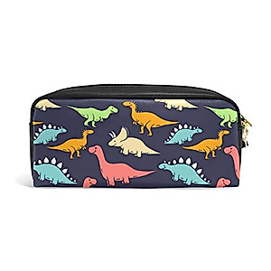 Baofu Dinosaur Leather Pencil Case Pen Zipper Pouch Cosmetic Makeup Bag Cute Handmade Soft Pencil Student Stationery Holder for Kids Teenagers Women Men