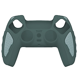 PlayVital Knight Edition Templeton Gray & Jade Grey Two Tone Anti-Slip Silicone Cover Skin for ps5 Controller, Soft Rubber Case for ps5 Wireless Controller with Thumb Grip Caps