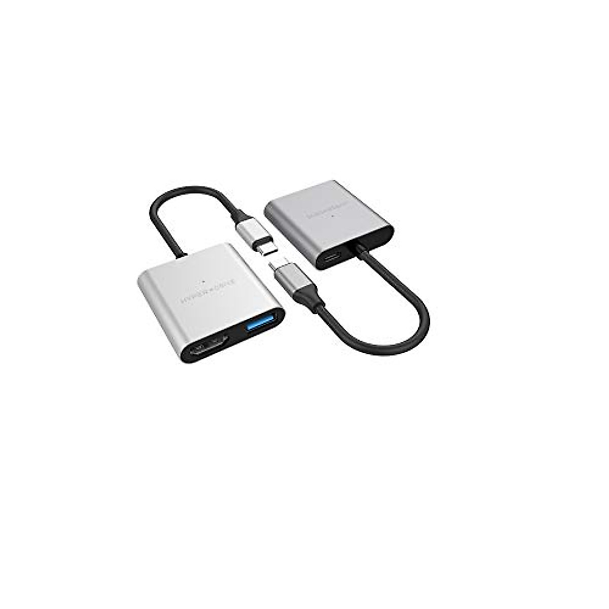 HyperDrive USB C to Hdmi 4k, USB-A 3.0 and 60W USB-C Adaptor | 3-in-1 Adapter for MacBook, Ultrabook, Chromebook and USBC Devices | Hyperdrive by Sanho | Silver