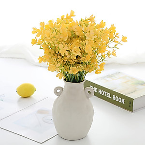 Grand Verde Yellow Plastic Flowers Artificial Bouquets Faux Wildflowers Real-Touch Plants DIY Home Decor Table Centerpiece Birthday Decoration, Bulk 10pcs