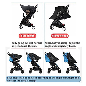 Universal Stroller Sun Cover UV Protection Baby Stroller Sun Shade Buggy Pram Sun Rain Shade Blackout Blind Canopy Cover Pushchair Sunblock Cover for Travel Park Zoo, black