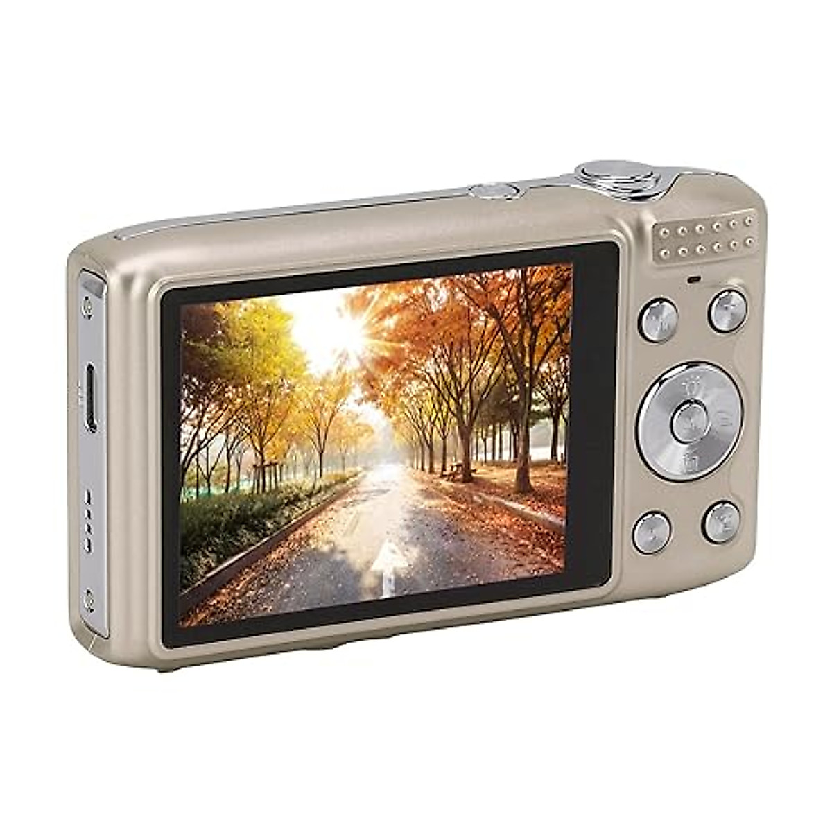 Teens Small Camera, 58MP Slim and Lightweight Automatic Beauty Mode 4K Digital Camera Automatic Exposure Autofocus for Travel (Gold)