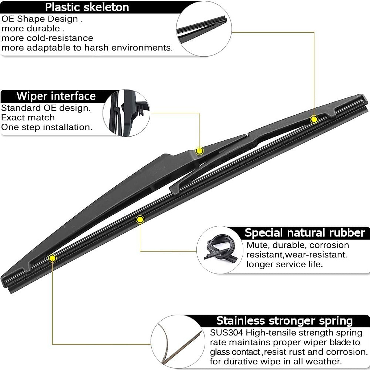AUTOBOO 26"+16" Windshield Wipers with 12" Rear Wiper Blade Replacement for Toyota RAV4 2019 2020 2021 2022 2023,Mazda 5 2015 2014 2013 2012 2011 2010-2006 -Original Factory Quality (Pack of 3)