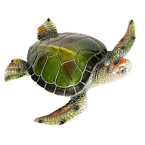 Corner Merchant Sea Turtle Statue Garden Decor Tabletop Display and Wall Hanging Sea Turtle Sculpture Measures 16 in x 15 in (Green)