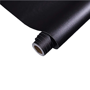 Taamall Self Adhesive Solid Color Matte Textured Vinyl Paper Peel Stick Waterproof Shelf Drawer Liner Cabinet Sticker 15.8inch by 98inch (Black)