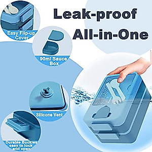 Dompion Bento Box Lunch Container, 2 Layers Stackable Lunch Box with Compartments, Large 2000ML Leakproof Microwave Safe Dishwasher Safe Bento Lunch Box with Utensil Set for Kids and Adults