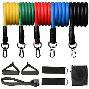MOJCO Suspension Resistance Bands 11PCS Stackable Resistance Bands Set Workout Exercise Yoga Workout Fitness Training Tubes - 100 lbs