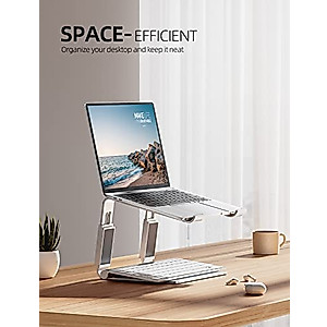 Nulaxy Laptop Stand Adjustable Height, Detachable Laptop Riser for Desk, Ergonomic Aluminum Computer Stand Holder Compatible with MacBook Air Pro, Dell XPS, HP, Lenovo More 10-16” Laptops, Silver