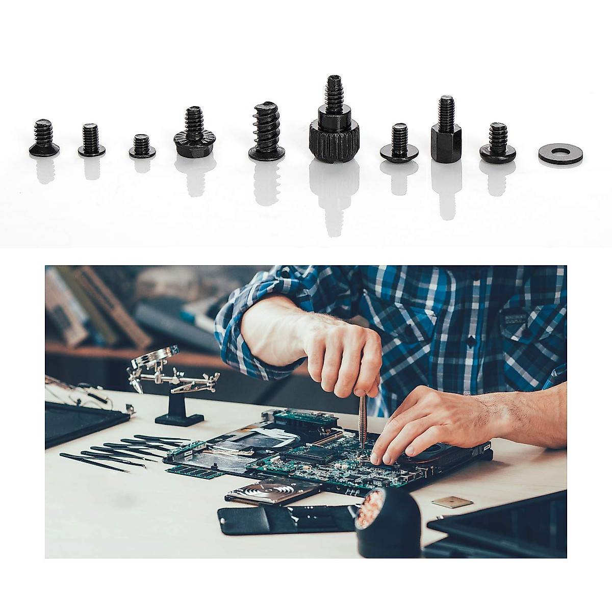 VAPKER 420Pcs Computer Screw Set PC Motherboard Screws Spacers for Universal Motherboard PC Case Fan CD-ROM Hard Disk Notebook