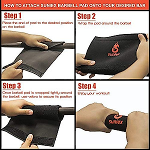 【Ver. 2】【SUNIEX】 HIGH DURABILITY Squat Pad - Fits ALL Olympic Bars - EASY CARRY – SUPER GRIP Design - Neck & Shoulder Protective Pad - Barbell Pad for Squats, Lunges, Weight lifting, Crossfit