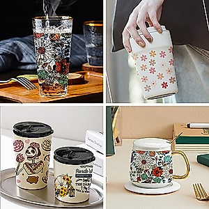 UV DTF Cup Wrap, 10 Sheets Flower Butterfly Bee Coffee Cup Rub on Transfers for Glass Cups, UV DTF Cup Wrap Transfer Stickers Decals Waterproof Rub on Transfers for Glass Cups Crafts Vintage