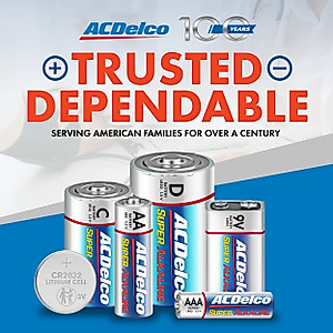 ACDelco 12-Count C Batteries, Maximum Power Super Alkaline Battery, 7- Year Shelf Life, Recloseable Packaging