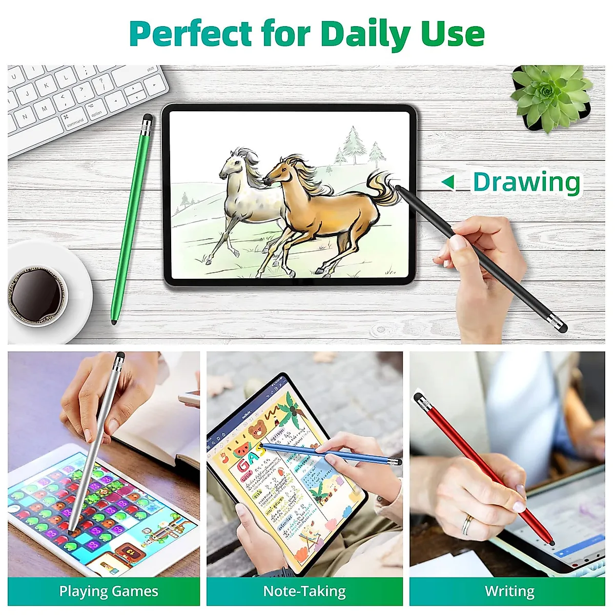 Stylus Pens for Touch Screens, 5 Pack Stylus Pen for iPad iPhone Android Chromebook Tablets and More Capacitive Touchscreen Devices High Sensitivity & Precision No Scratches Rubber Tips Stylist