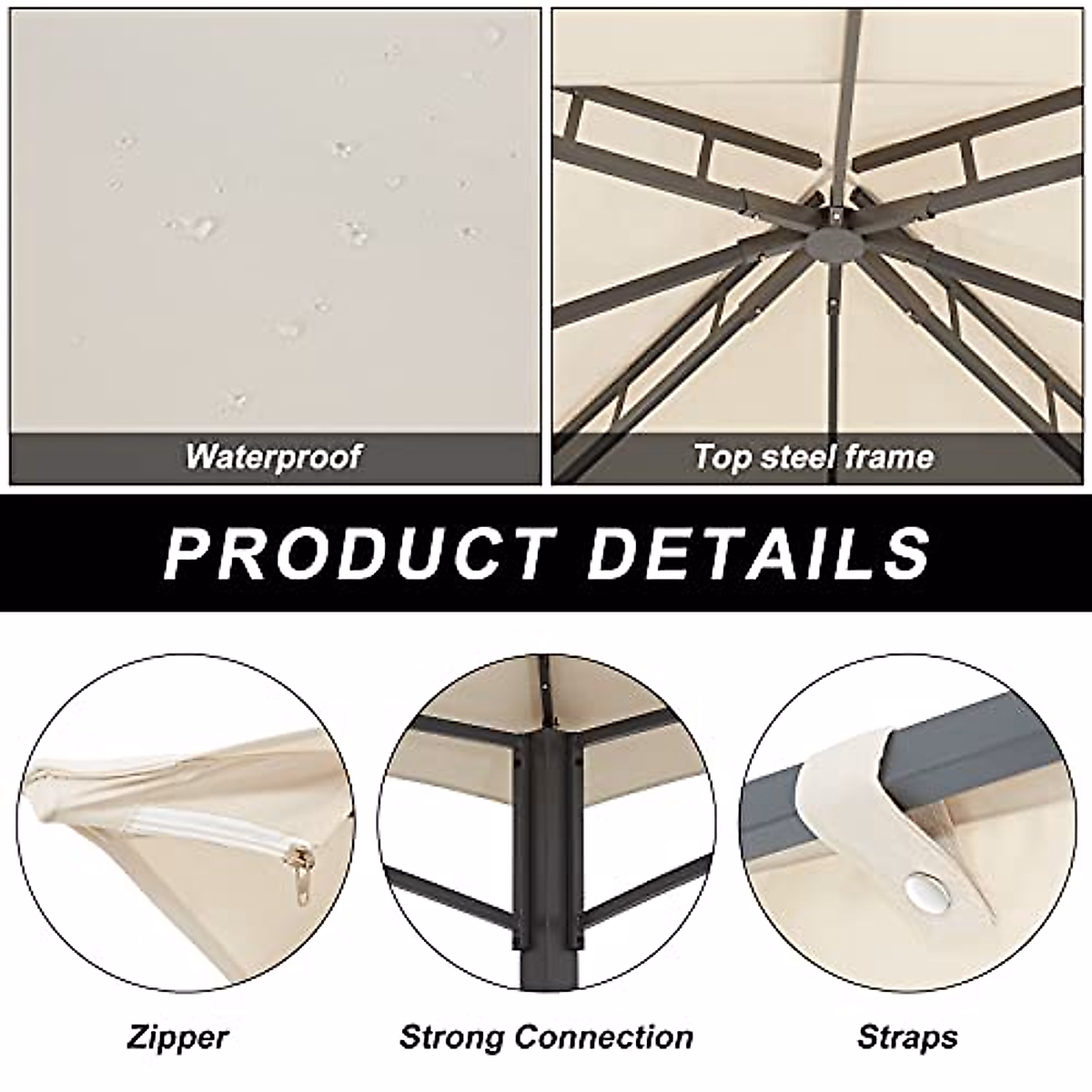 AVAWING 10x10 FT Gazebos for Patios, Large 2-Tier Outdoor Garden Canopy Tent with Ventilation and Adjustable Half Awnings for Party, Backyard