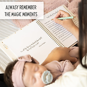 ZICOTO Keepsake Baby Memory Book - 100-Page Scrapbook with 5 Small Boxes for Precious Memories and Milestones from Pre-Birth to 1st Birthday