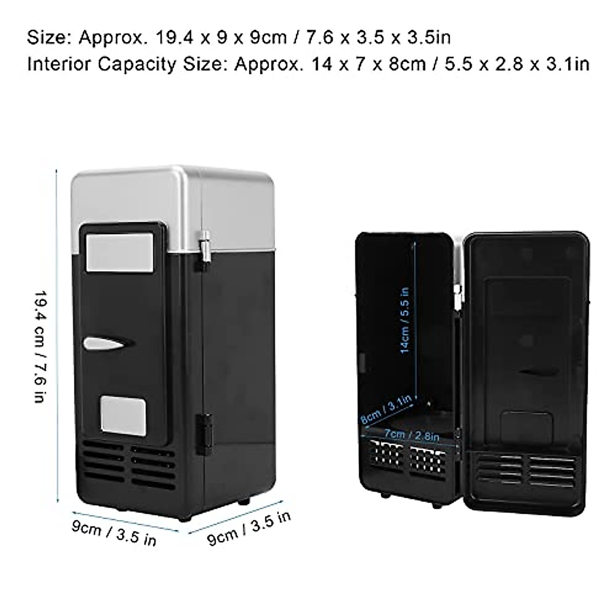 Mini Fridge, Portable Car Fridge USB Hot Cooler Freezer Food Skin Care Products Storage Small Fridge Compact Cool Fridge For Cola Coffee In The Car Office Desk & College Dorm Room Bedroom
