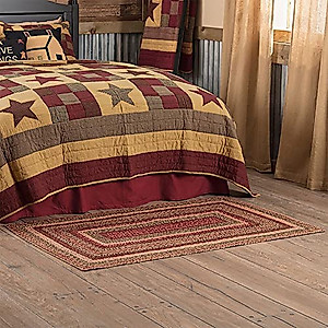 VHC Brands Cider Mill Jute Rectangular Rug 36x60 Country Braided Flooring, Burgundy