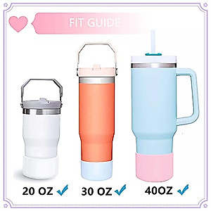 2Pcs Silicone Bumper Boot for Stanley Quencher Adventure 40oz Tumbler with Handle & Stanley IceFlow 20oz 30oz, Protective Water Bottle Bottom Sleeve Cover, Stanley Tumbler Accessories (Pink 2pcs)