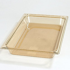 Carlisle FoodService Products Storplus Full-Size High Heat Food Pan for Catering, Buffets, and Restaurants, High Heat Plastic 2.5 Inches Deep, Amber