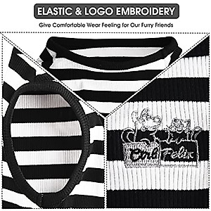 CtilFelix Dog Shirt Striped Clothes Stretchy Vests for Small Medium Large Dogs Boy Girl Cat Apparel Soft Cotton Puppy T-Shirts Lightweight Pet Tank Top Kitten Outfit Pack-2 Black & Light Grey M