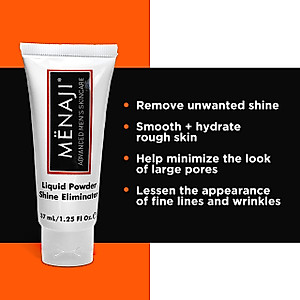 Mënaji Liquid Powder Shine Eliminator | Anti-Shine Powder for Men | Facial Oil Eliminator | Smooths Fine Lines & Wrinkles | 100% Transparent Anti-Shine Liquid Powder | 1.25 FL OZ