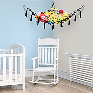 LinXius Stuffed Animal Hammock, Net for Stuffed Animals, Jumbo Toy Hammock for Stuff Animals Plush Toy Storage Corner Hanging Wall Net Large Boho Corner Teddy Bear Net for Kids Black