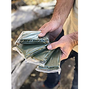 Emergency Blanket & Rain Poncho - 4 Pack, Mylar Thermal Survival Gear for Heat Retention - Lightweight - Army Green - Adventure Supply Co.