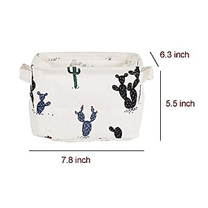 KRLIFCSL Storage Bins Foldable Cactus Storage Basket for Nursery, Kids Toys, Makeup, Small Items, Desktop Organization, Set of 4 (Cream)