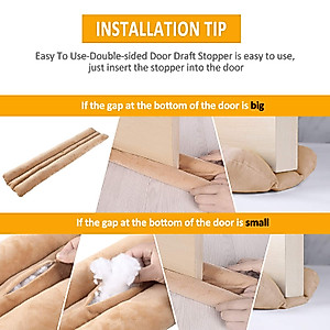 GNEGNI Improved Gap Height Adjustable Under Door Draft Stopper, 36 Inch Double Draft Blocker for Bottom of doors Noise Reduction Windproof