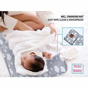 Precious Memories Toddler Diaper Backpack with Portable Changing Mat - Water-Resistant Baby Bag - Large Diaper Bag for Toddlers - Newborn essentials