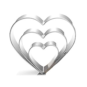 WJSYSHOP 3 Pieces Heart Shaped Cookie Cutter Stainless Steel