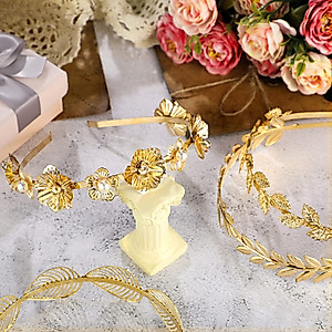 XunYee 6 Pcs Gold Leaf Headbands Set Pearl Headbands for Women Greek Goddess Accessories Flower Faux Pearls Headband Gold Metal Prom Headpiece Crown Bridal Hairband for Women Girl (Graceful Style)