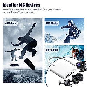 SD Card Reader for iPhone/iPad,PuavntView Micro SD Card Adapter,Memory SD Card Reader Trail Camera Viewer for iPhone iPad,Plug and Play