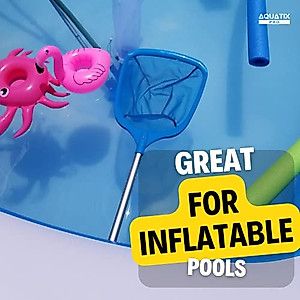 Aquatix Pro Hand Leaf Skimmer for Spa, Hot Tub & Pool with 12” Aluminum Pole, Fine Mesh Deep Bag Net, Suitable for Above Ground Swimming Pools, Kids Inflatables & Ponds, Remove Leaves & Debris Fast