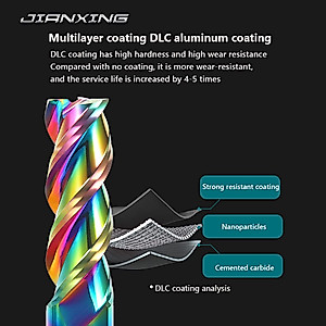 JIANXING 1/8" Extra Long Carbide Square End Mill for Aluminum, Copper Alloy, Plastic, 3" Overall Length End Mill Bits, 3 Flute HRC 55 Deg DLC Coating, CNC Router Bits (1 Pieces)