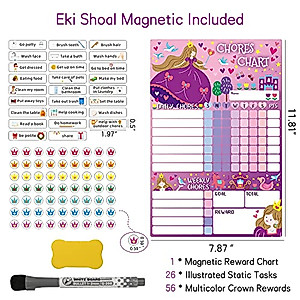 EkiShoal Kids Chore Chart Magnetic Set - 5 in 1 - Reward Chart for Kids, Good Behavior Chart for Kids at Home, My Responsibility Chart for Kids, Magnetic Reward Chart for Kids Behavior - Large