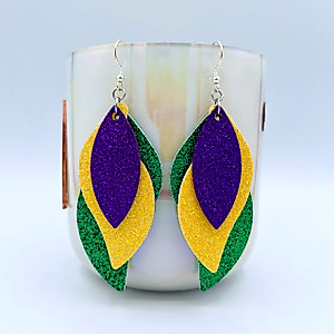 Mardi Gras Earrings for Women - New Orleans Earrings - Mardi Gras Jewelry Accessories (Faith)