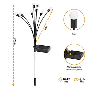 Qnoon Solar Firefly Lights for Outside Waterproof, Outdoor Solar Powered Garden Lights for Yard, Warm White Lights Sway by Wind for Backyard Yard, Fence, Garden Decor (White)