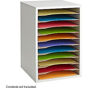 Safco Products Wood Adjustable Literature Organizer, 36 Compartment 9424GR, Gray & Vertical Desktop Sorter, 11 Compartment 9419GR, Gray, Letter-Size Shelves, Durable Laminate Finish