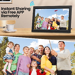 Jazeyeah 15.6 Inch Large Digital Picture Frame, Frameo WiFi Smart Digital Photo Frame with 32GB Storage and 1920 * 1080 IPS FHD Touch Screen, Free Storage - Gift for Friends and Family