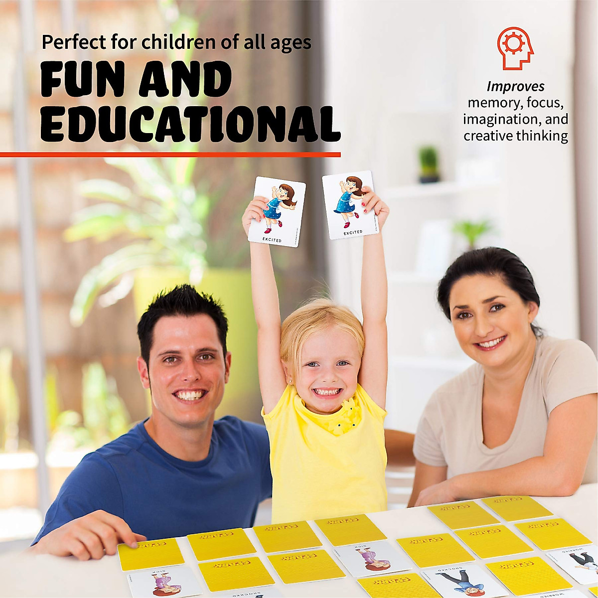 Feelings and Emotions Flash Cards - Memory Game, Social Skills Games, Emotions Cards, Feelings FlashCards, Empathy Game Homeschooling Materials, Preschool Games, Therapy Games for 3 Year Olds and Up