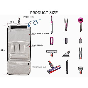 SenYang Multi Purpose Vacuum Cleaner Accessories Storage Bag,Hang Storage Bag for Vacuum Cleaner Tool Storage, Travel Carrying Protective Case for Airwrap Styler or Tool Accessories (Black)
