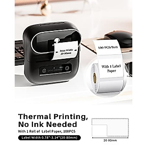 Itari M220 Label Maker 3 Inch Bluetooth Label Maker, Barcode Label Printer for Storage, Address, Mailing, Office, Home, Small Business, Compatible with iOS, Android and PC, with 1 Roll Label
